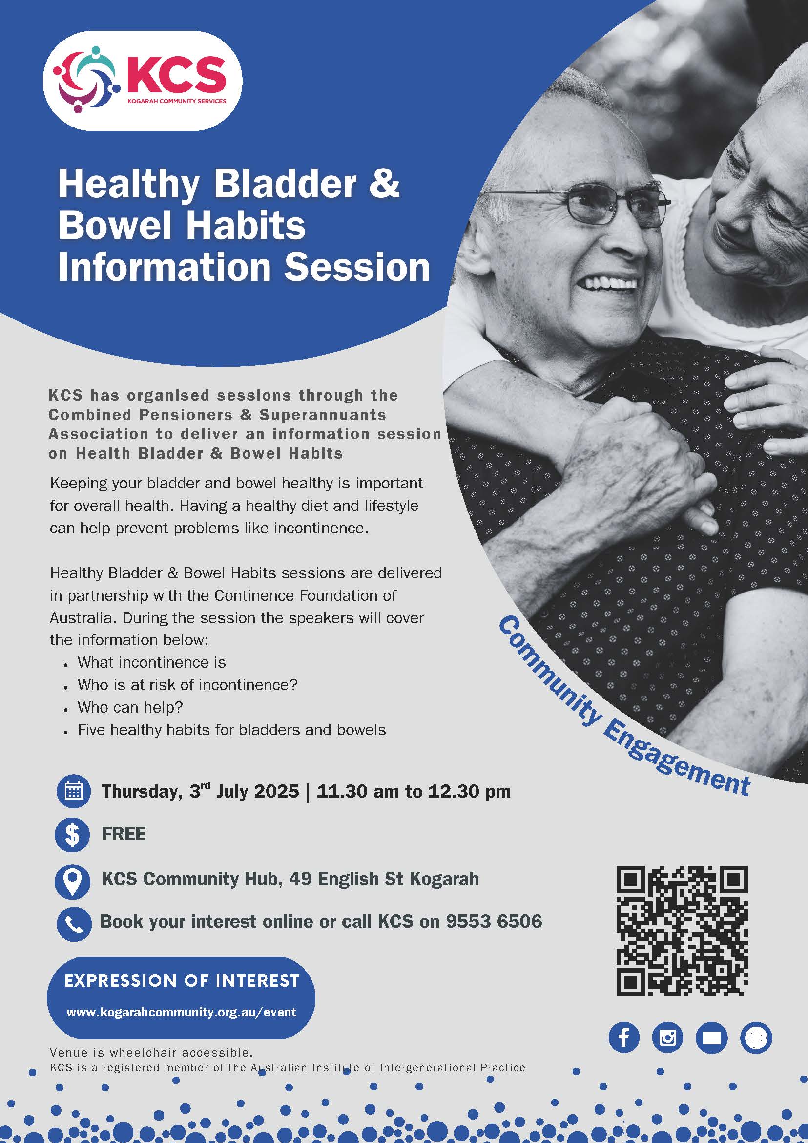 Healthy Bladder and Bowel Habits - Information session - KCS
